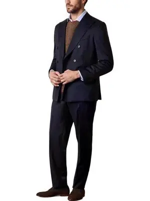 Brooks Brothers Double-breasted Virgin Wool Blazer - Blue