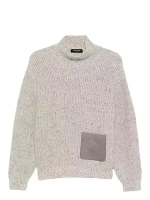 FABIANA FILIPPI Suede-patch Ribbed-knit Sweater