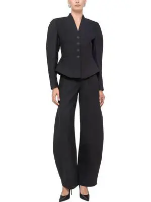 NISSA Tailored Wool V-neck Jacket - Black