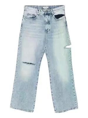 ICON DENIM LOS ANGELES Distressed Straight-leg Jeans - Blue