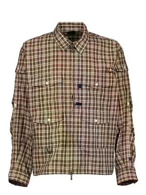 DAIWA PIER39 Plaid Zip-up Shirt - Brown