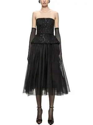 NISSA Midi Tulle Corset Dress