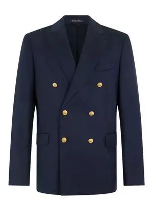 Brooks Brothers Double-breasted Virgin Wool Blazer - Blue