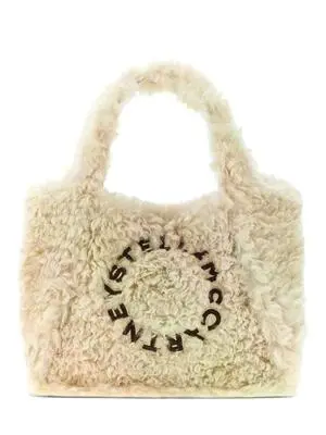 Stella McCartney Logo-embroidered Shearling-effect Tote Bag - Neutrals