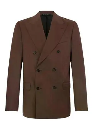 Brooks Brothers Double-breasted Virgin Wool Blazer - Brown