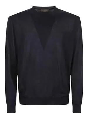 BRETT JOHNSON Crew-neck Knitted Sweater - Blue