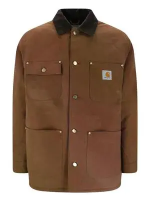 Carhartt Work In Progress Og Chore Corduroy-collar Canvas Jacket - Brown