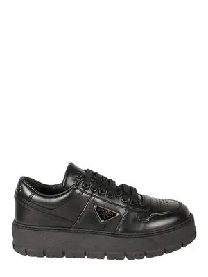 Prada Leather Sneakers - Black