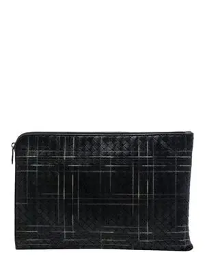 Bottega Veneta 2012-2026 Nappa Intrecciato Metropolis Document Case Clutch Bag - Black