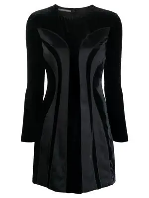 Alberta Ferretti Tonal Velvet Minidress - Black