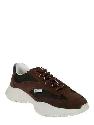 Prada Mesh Fabric And Suede Sneakers - Brown