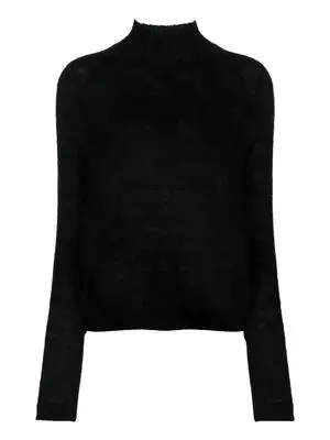 Alberta Ferretti Brushed-effect High-neck Jumper - Black