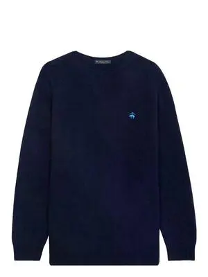 Brooks Brothers Logo-embroidered Wool Sweater - Blue