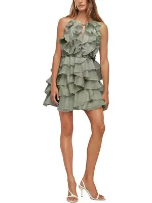 Aje Cleo Ruffled Mini Dress - Green