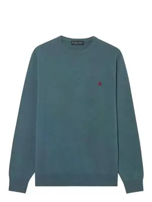 Brooks Brothers Logo-embroidered Wool Sweater - Blue