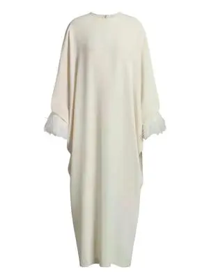 ALBERTA FERRETTI Feather-trim Long-sleeve Maxi Dress