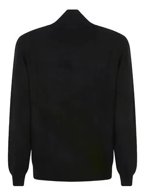 CRUCIANI High-neck Buttoned Knit Cardigan - Black
