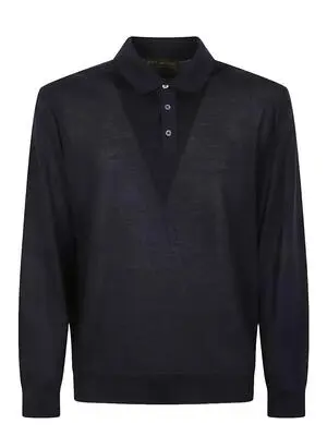 BRETT JOHNSON Long-sleeve Polo Shirt - Blue