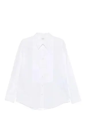 Saint Laurent Bib-front Embroidered-logo Shirt - Grey