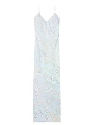 Emilio Pucci Labirinto-print Crêpe De Chine Dress - Blue
