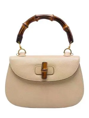 Gucci 20th Century Grained Calfskin Bamboo Night Satchel - Neutrals