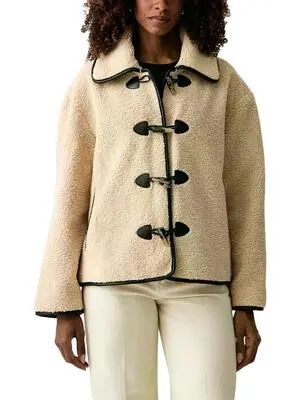 TWINSET Faux-fur Caban Coat With Frog Fasteners - Neutrals