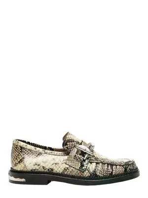 Toga Snake-effect Chain-detail Loafers - Neutrals