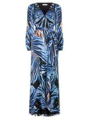 TEMPERLEY LONDON Maxi Titania Orchid-print Wrap Dress - Blue