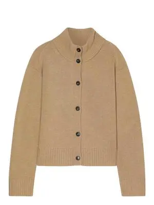 Closed Button-up Roll-neck Cardigan - Neutrals