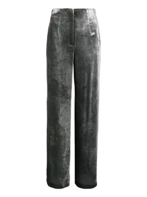 Alberta Ferretti High-waisted Velvet Trousers - Grey