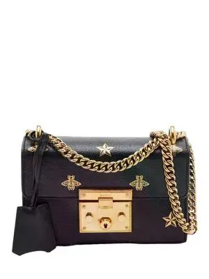 Gucci Small Padlock Bee And Star Shoulder Bag - Black