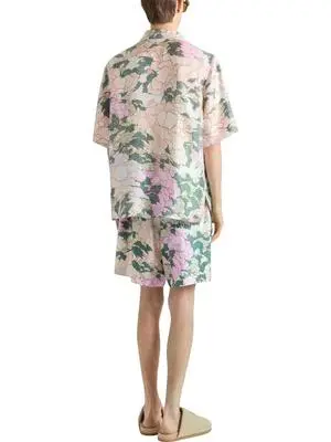 Givenchy Bermuda Shorts In Silk With Pastel Flowers Print - Neutrals
