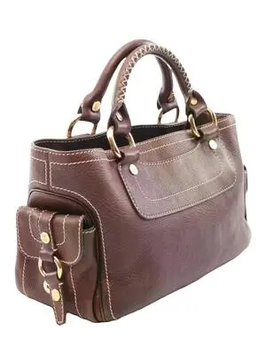 Celine 2000s Boogie Leather Tote Bag - Brown