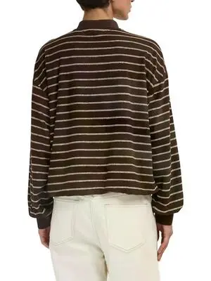 ELEH Striped Polo-collar Sweater - Brown