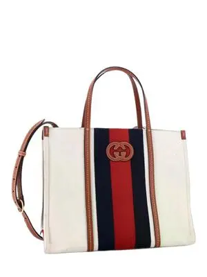 Gucci Interlocking G Web Canvas Medium Tote Bag - Neutrals