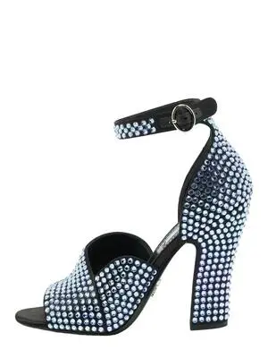 Prada Crystal-embellished Ankle-strap Heeled Sandals - Black