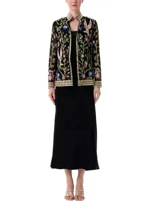 DINA MELWANI Bird Floral-embellished Jacket - Black