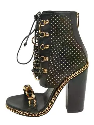 BALMAIN Studded Open-toe Ankle Boots