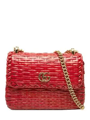 GUCCI 2016-2026 Mini Gg Marmont Glazed Wicker Flap Crossbody Bag