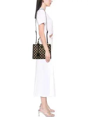 Prada 2013-2026 Small Canvas Symbole Triangolo Satchel - Black