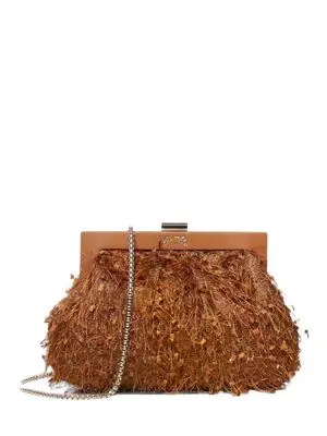V°73 Feather-effect Clutch Bag - Brown