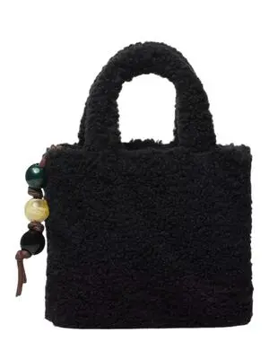 V°73 Teddy-effect Embroidered Tote Bag - Black