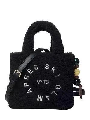V°73 Teddy-effect Embroidered Tote Bag - Black