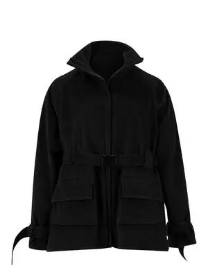 GUNDA HAFNER LTD Cotton Corduroy Funnel Neck Jacket With Belt - Black