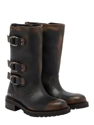 GOLDEN GOOSE Kurt Leather Biker Boots - Brown
