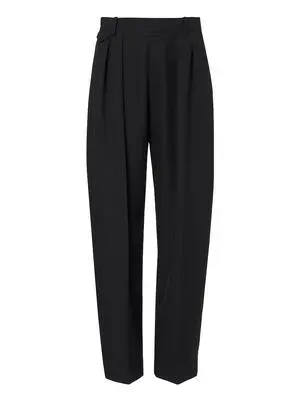 Khaite Dugan Pleated Virgin Wool Straight Pants - Black