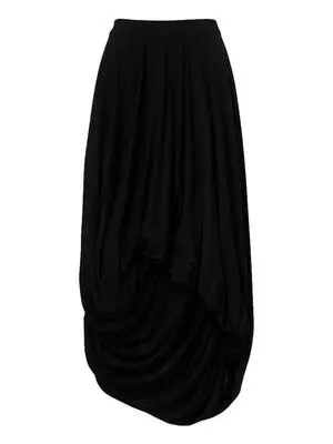 Junya Watanabe Asymmetric Draped Wool Midi Skirt - Black