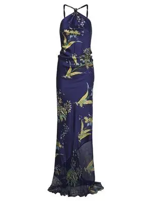 STAUD Charli Printed Silk-blend Maxi Dress