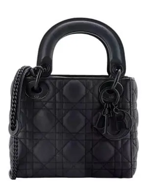 Dior Ultra Matte Lady Chain Bag Cannage Quilt Calfskin Mini Shoulder Bag - Black