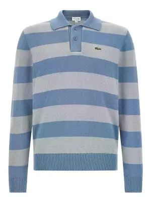 Lacoste Striped Long-sleeve Polo Shirt - Blue